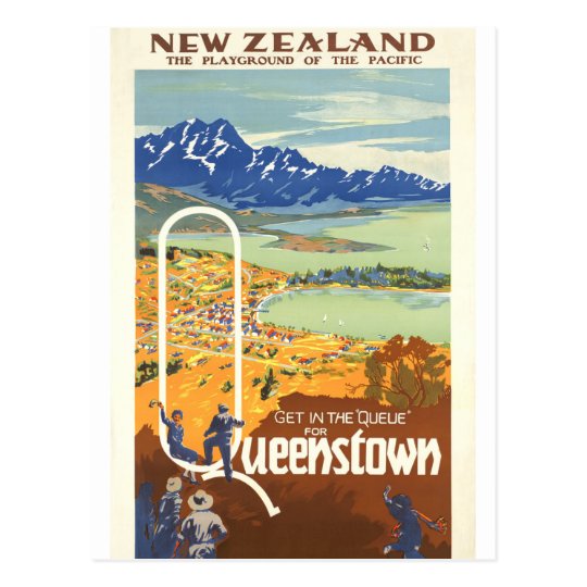 Queenstown, New Zealand Vintage Travel Postcard | Zazzle.com