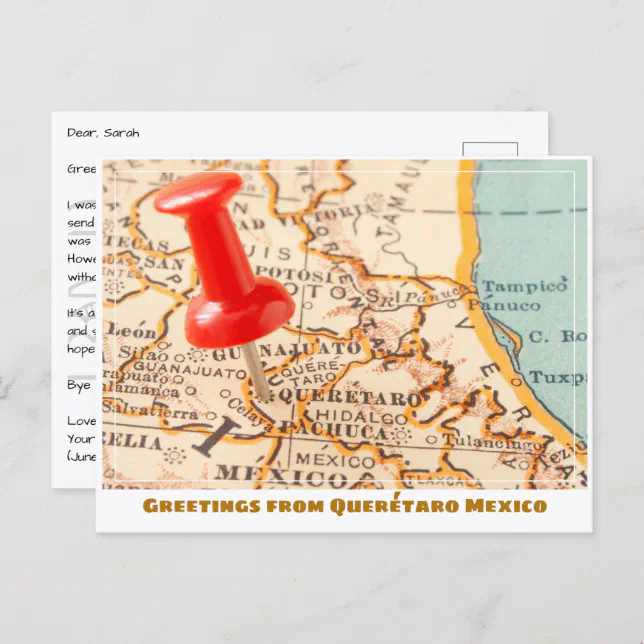 Querétaro Mexico Map Postcard | Zazzle