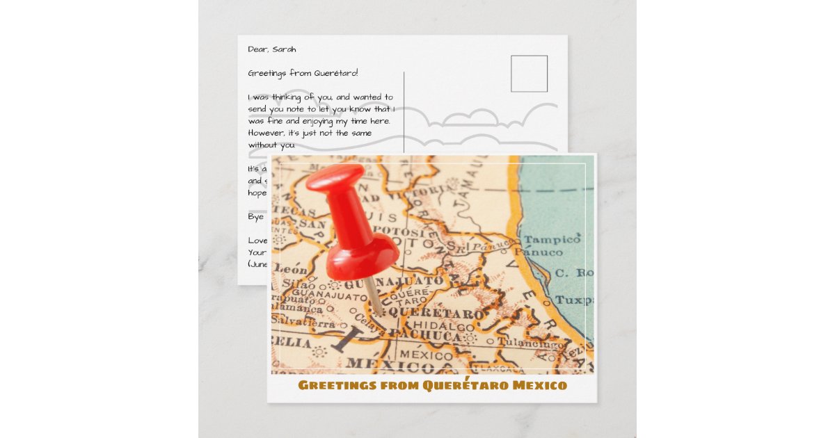 Querétaro Mexico Map Postcard | Zazzle