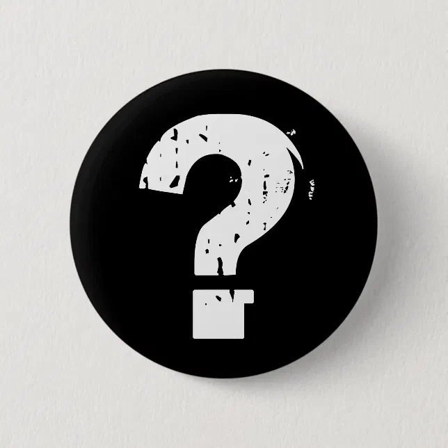 Question Mark Button on Black | Zazzle
