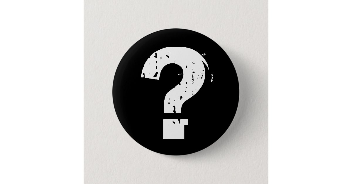 Question Mark Button on Black | Zazzle