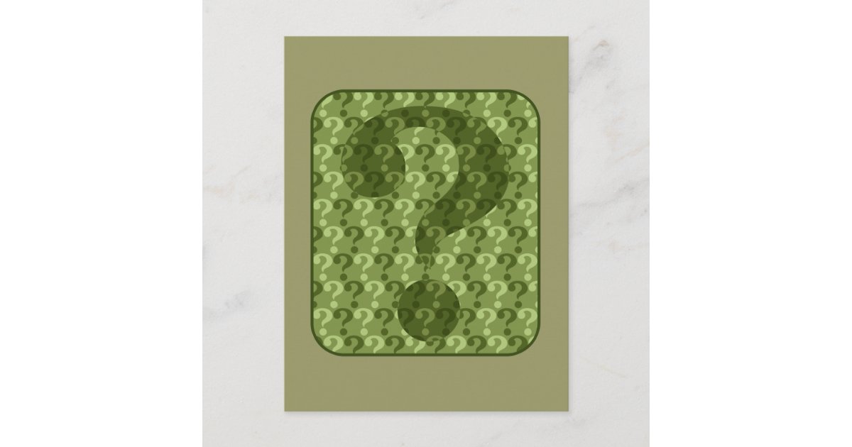 Question Mark Design in Green Postcard | Zazzle