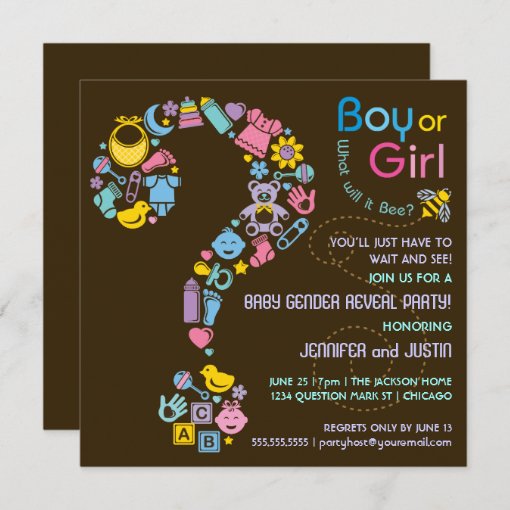 Question Mark Gender Reveal Party Invitation | Zazzle