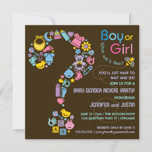 Question Mark Gender Reveal Party Invitation | Zazzle