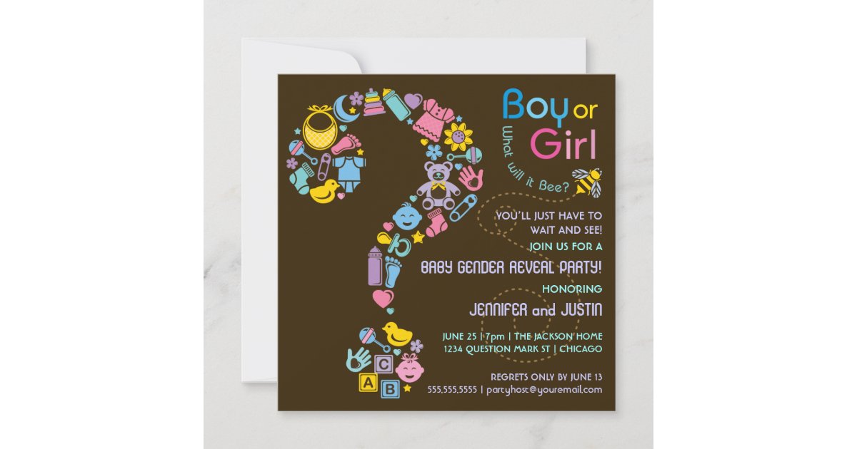 Question Mark Gender Reveal Party Invitation | Zazzle