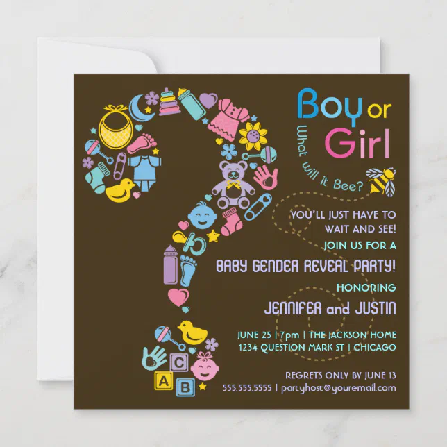 Question Mark Gender Reveal Party Invitation | Zazzle