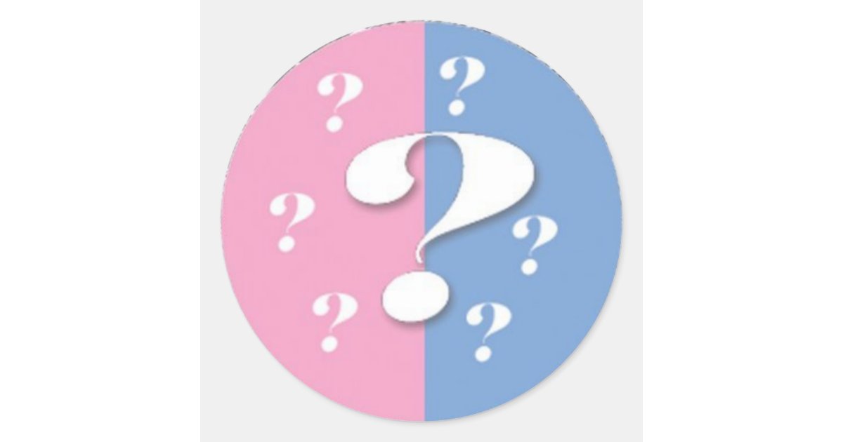 Question mark Gender Reveal Sticker Round | Zazzle.com