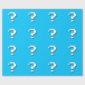 Question Mark Pixel Art Wrapping Paper - Sky Blue | Zazzle