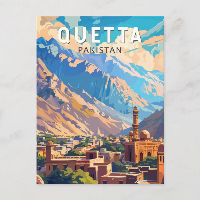 Quetta Pakistan Travel Art Vintage Postcard | Zazzle