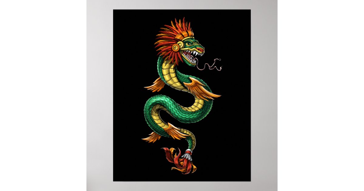 Quetzalcoatl Aztec Feathered Serpent God Poster | Zazzle