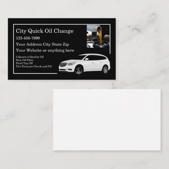 Quick Oil Change Automotive Service Business Card | Zazzle.com