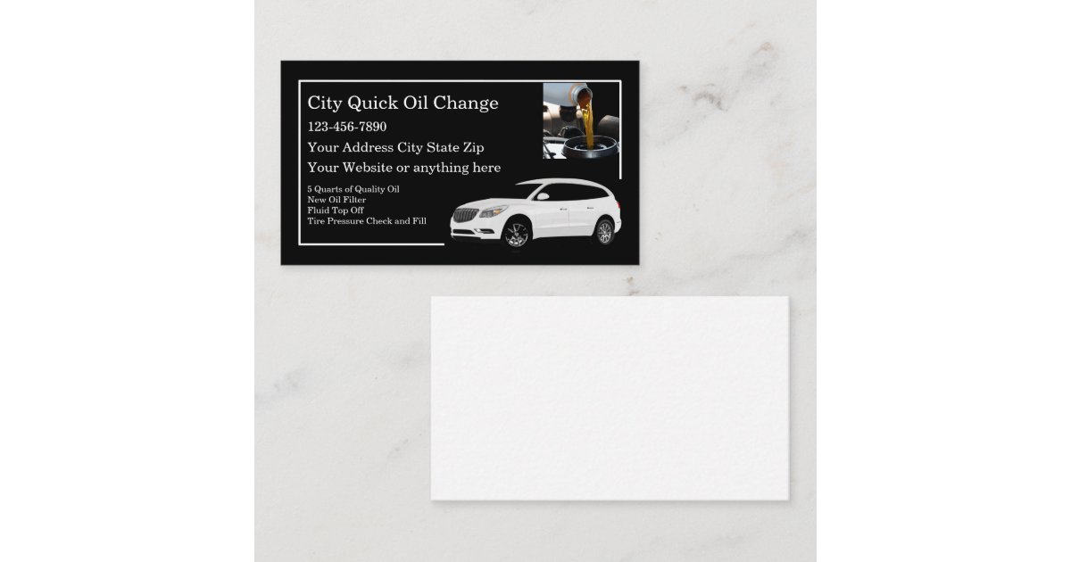 Quick Oil Change Automotive Service Business Card | Zazzle
