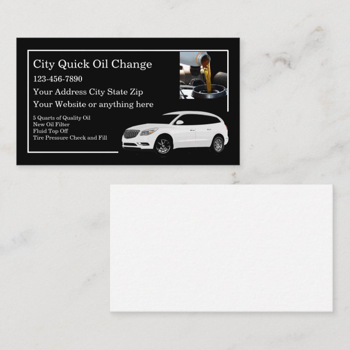 Quick Oil Change Automotive Service Business Card | Zazzle.com