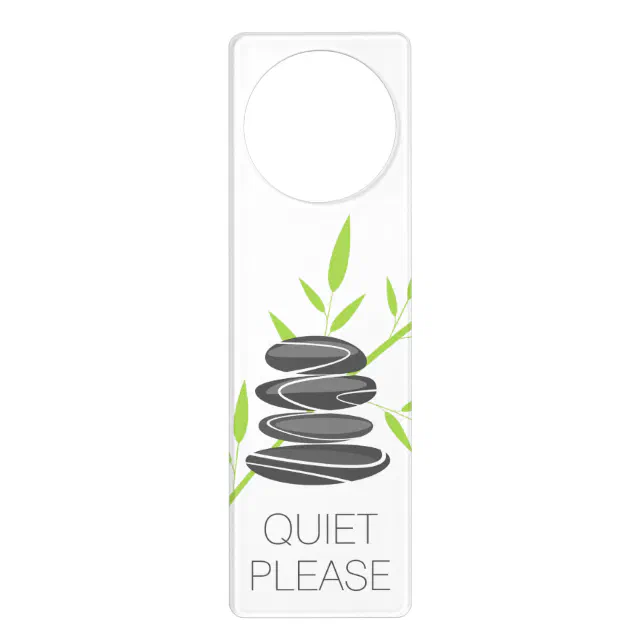 Quiet please sign door hanger | Zen pebble stones | Zazzle