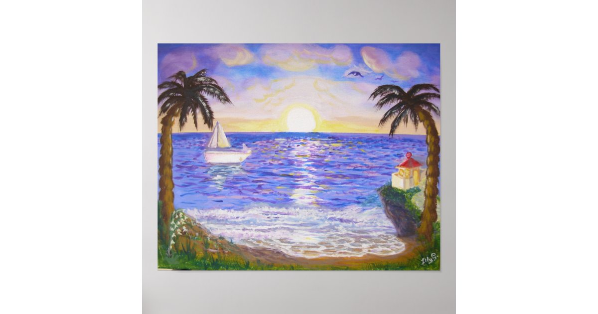 Quiet summer at the beach poster | Zazzle
