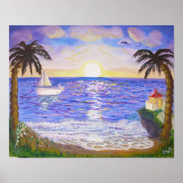 Quiet summer at the beach poster | Zazzle