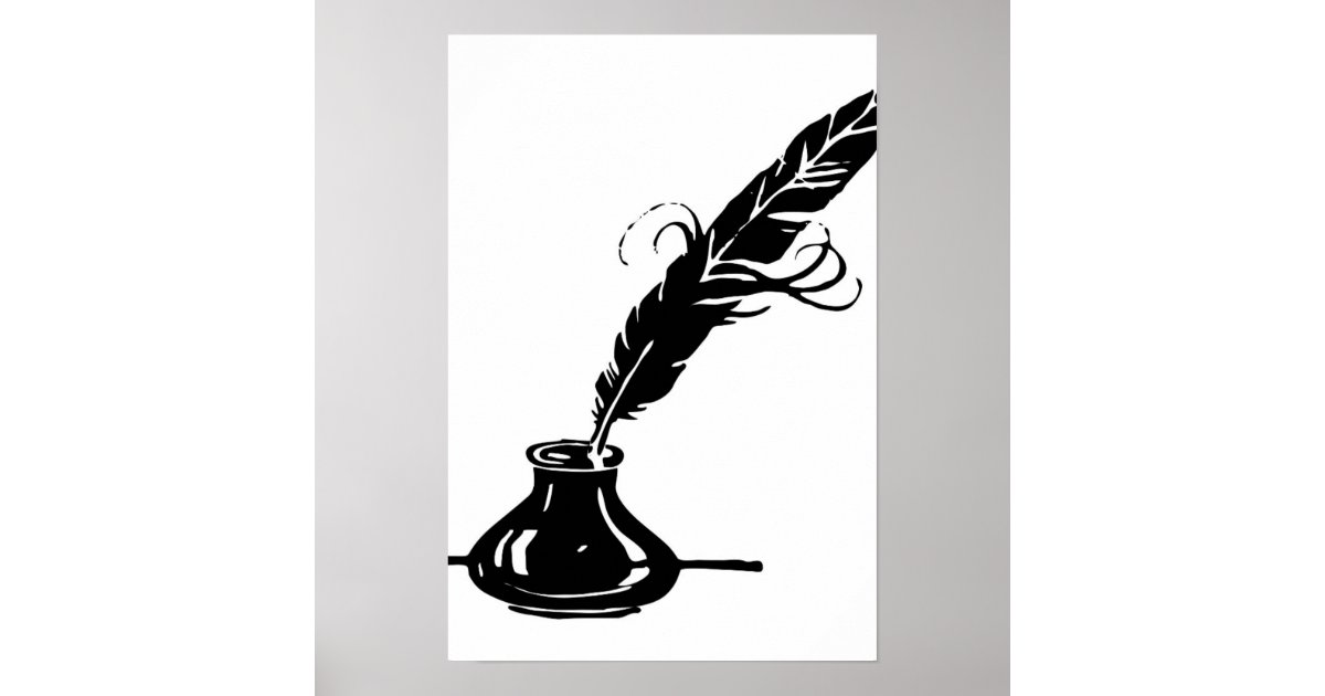Quill and Ink Bottle Poster | Zazzle