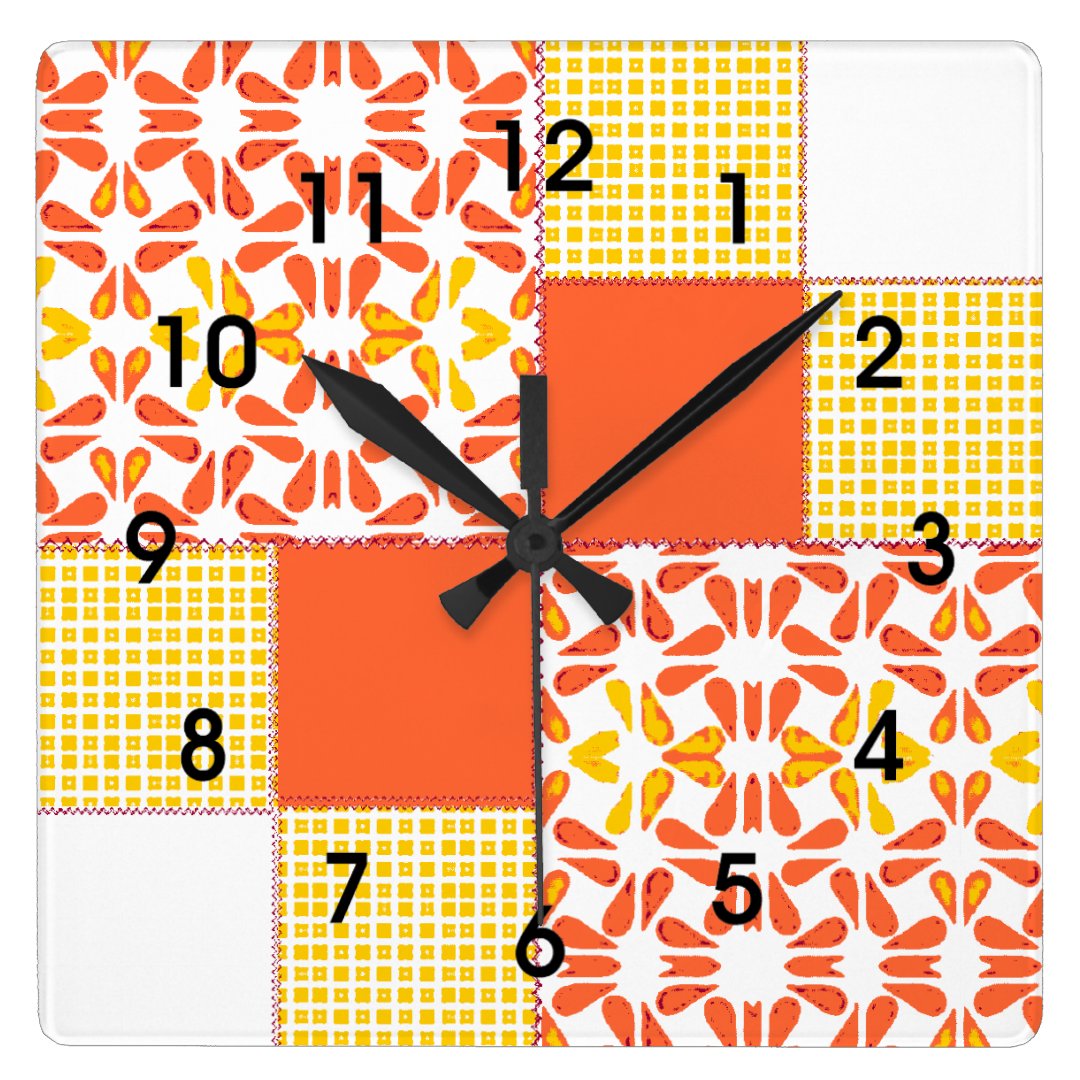 Quilt Block Pattern "Autumn Tints" Square Wall Clock | Zazzle