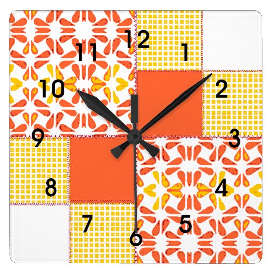 Quilt Block Pattern "Autumn Tints" Square Wall Clock | Zazzle.com