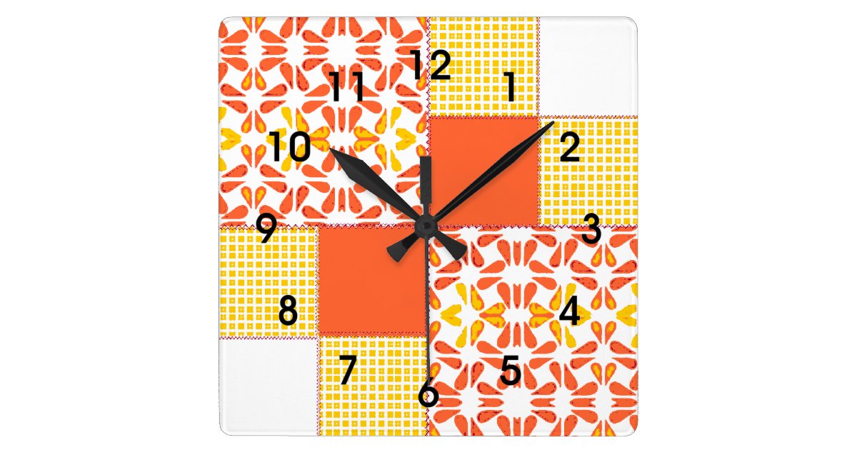 Quilt Block Pattern "Autumn Tints" Square Wall Clock | Zazzle.com