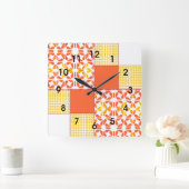 Quilt Block Pattern "Autumn Tints" Square Wall Clock | Zazzle