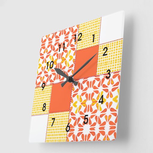 Quilt Block Pattern "Autumn Tints" Square Wall Clock | Zazzle