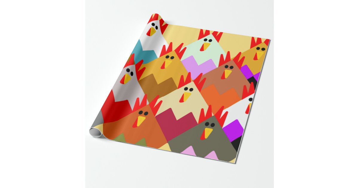 Quilt-Inspired Chickens Wrapping Paper | Zazzle