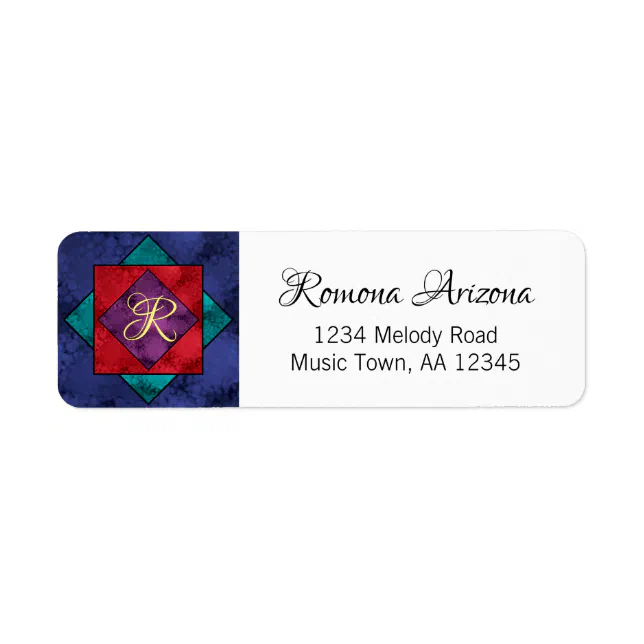 Quilt Square Monogram Label | Zazzle