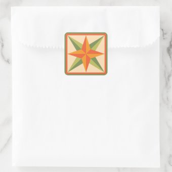 Quilt Stickers - Beveled Star (orange/green) | Zazzle