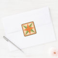 Quilt Stickers - Beveled Star (orange/green) | Zazzle