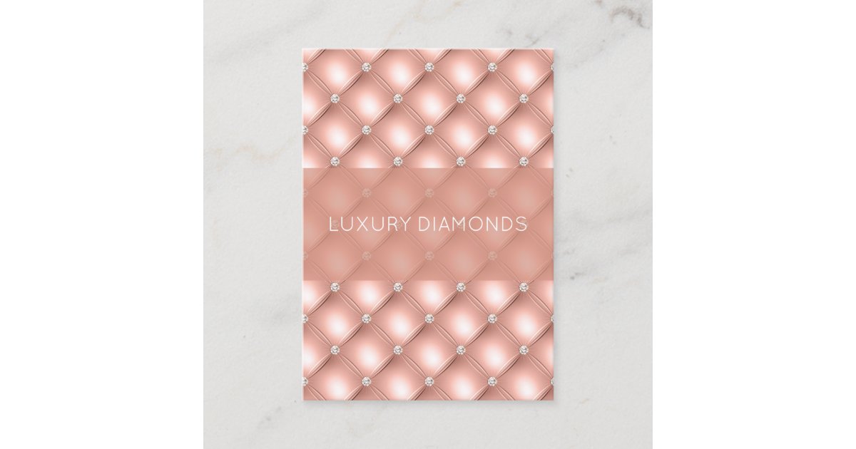 Quilted Diamond Sparkly Rose Gold Pink Luxury Business Card | Zazzle