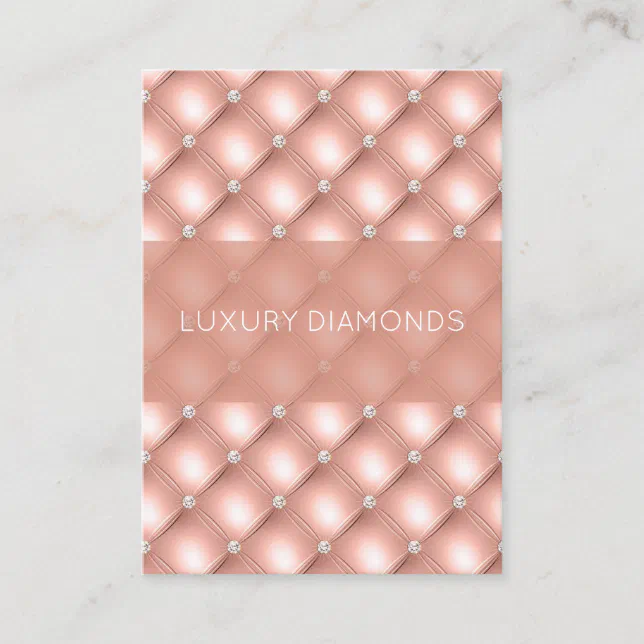 Quilted Diamond Sparkly Rose Gold Pink Luxury Business Card | Zazzle