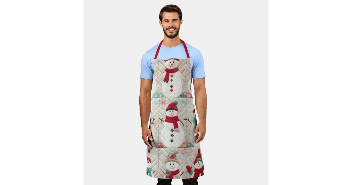 Quilted Pattern of Snowmen Apron | Zazzle