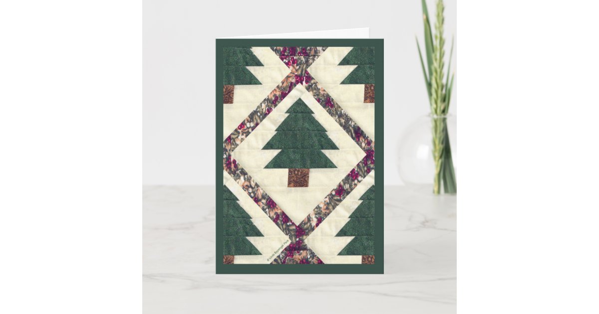 Quilted Pine Tree Card | Zazzle