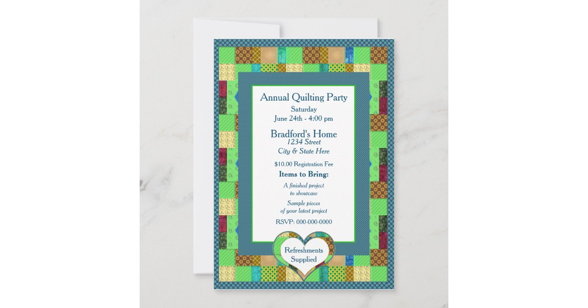 QUILTING PARTY INVITATION - QUILTER MELODY | Zazzle