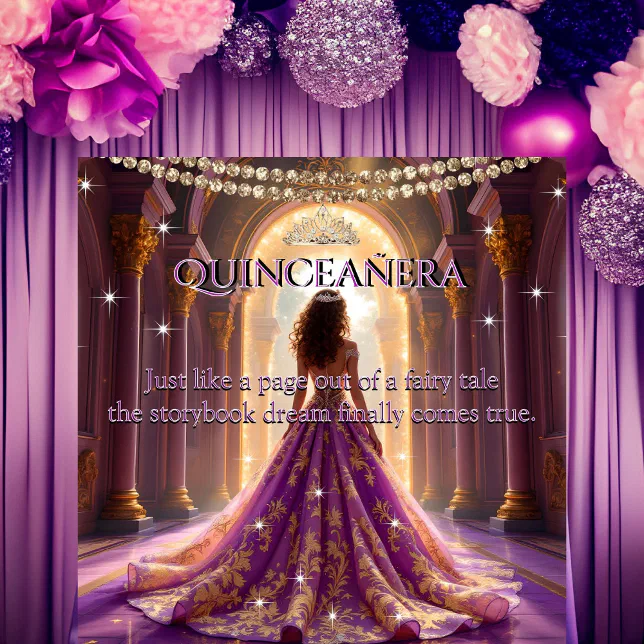 Quinceanera 15th Birthday Palace Magenta Gold Invitation | Zazzle