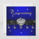 Quinceanera 15th Birthday Party Royal Blue Black Invitation | Zazzle