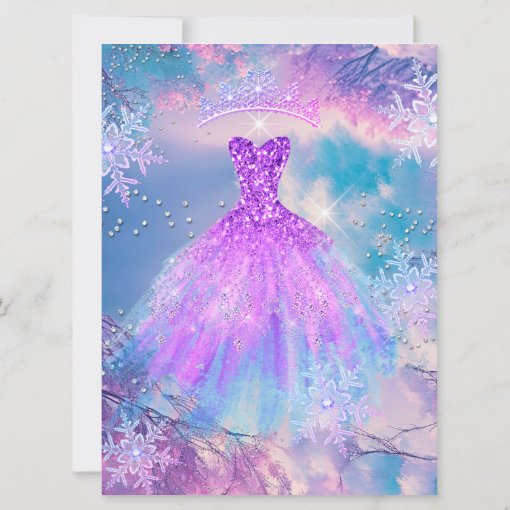 Quinceanera 15th Cinderella Purple Teal Blue Invitation | Zazzle