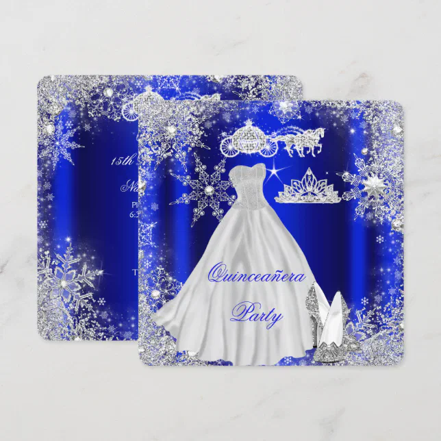 Quinceanera 15th Royal Blue Birthday Party Invitation | Zazzle