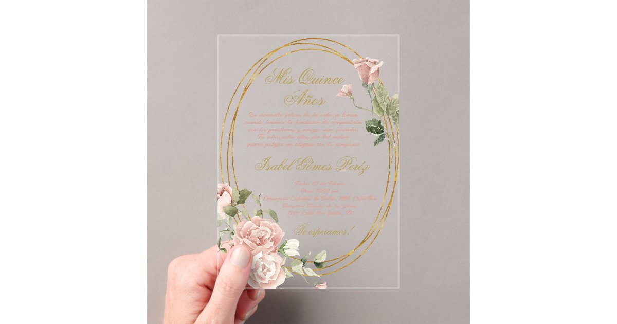 Quinceanera Acrylic invitation in Spanish | Zazzle