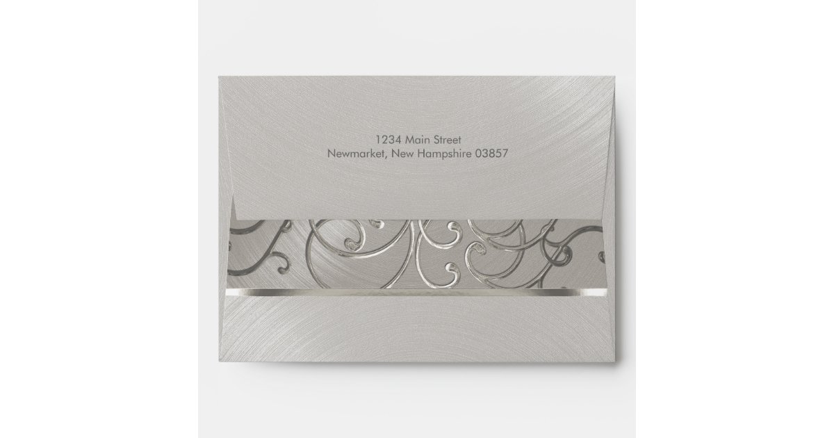 Quinceanera All Silver Filigree Swirls Envelope | Zazzle.com