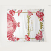 Quinceanera Backdrop Red Dress Floral Gold Foil | Zazzle