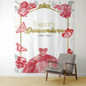 Quinceanera Backdrop Red Dress Floral Gold Foil | Zazzle