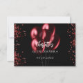 Quinceanera black red balloons response RSVP card | Zazzle