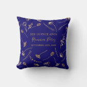 Quinceanera Blue Gold Wildflower Mis Quince Anos Throw Pillow | Zazzle