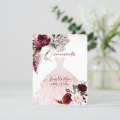 Quinceanera Blush Burgundy Watercolor Flowers Invi Invitation | Zazzle