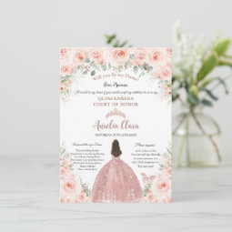 Quinceañera Blush Floral Rose Gold Dama Proposal Invitation | Zazzle