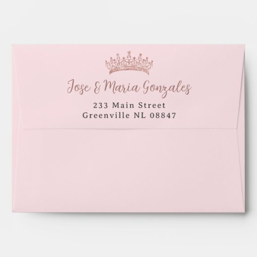 Quinceañera Cherry Blossoms Rose Gold Butterflies Envelope | Zazzle