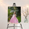 Quinceanera Elegant Floral Welcome Sign with Photo | Zazzle