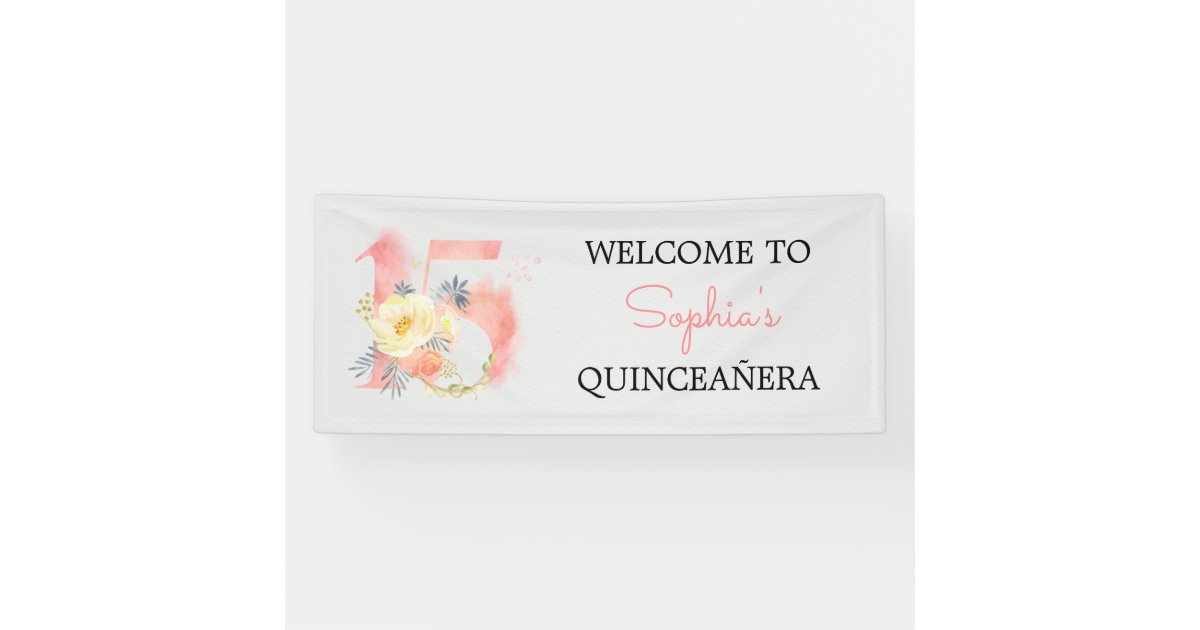 Quinceanera Floral Number 15 Personalized Birthday Banner | Zazzle